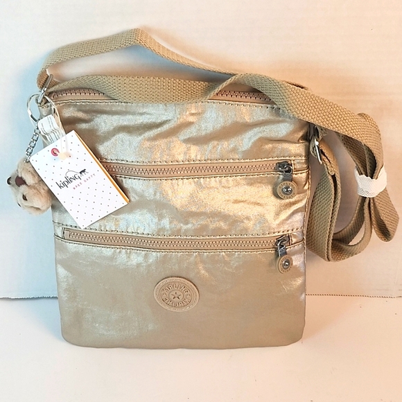 Kipling | Bags | Nwt Kipling Metallic Gold 3 Pocket Crossbody Bag ...